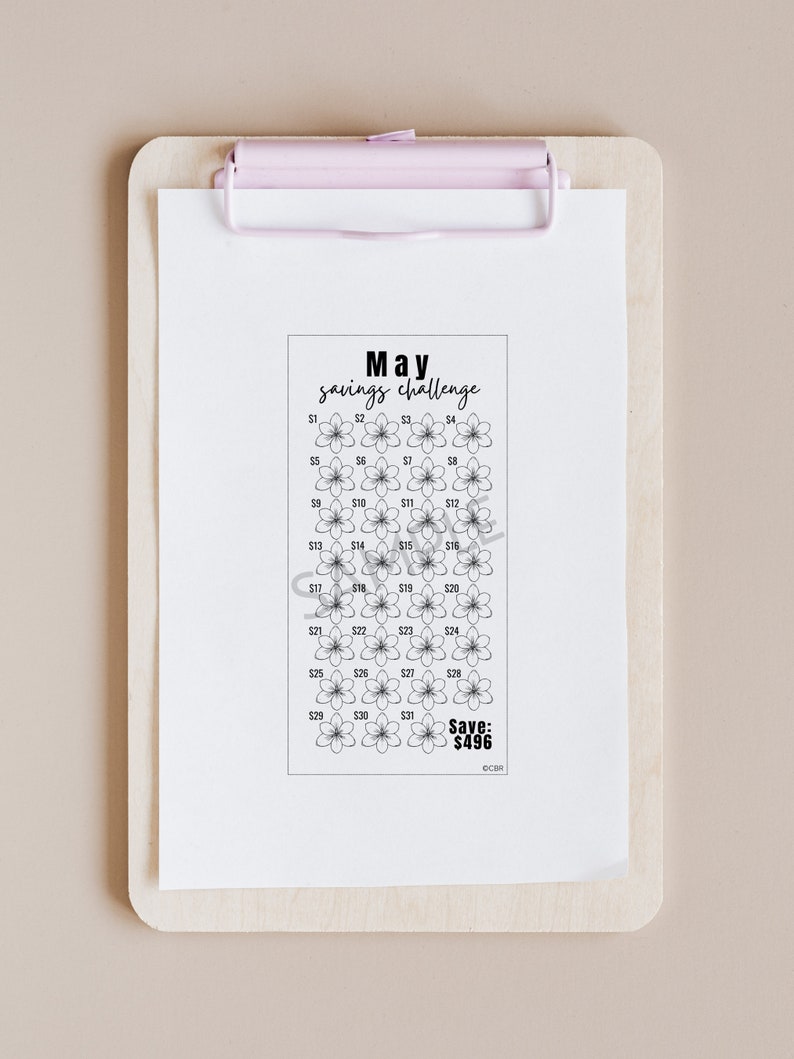 May Savings Challenge, Mini Savings Challenge, Money Challenge, A6 ...