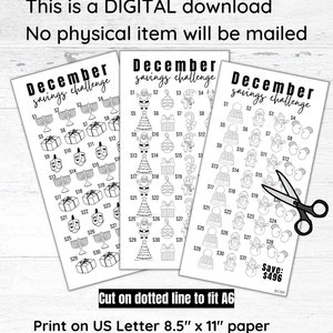 December Savings Challenge, Mini Savings Challenge, Money Challenge, A6 ...
