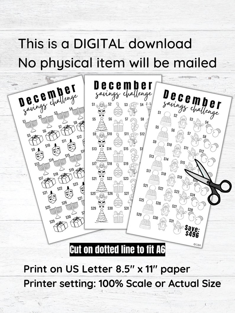 December Savings Challenge, Mini Savings Challenge, Money Challenge, A6 ...