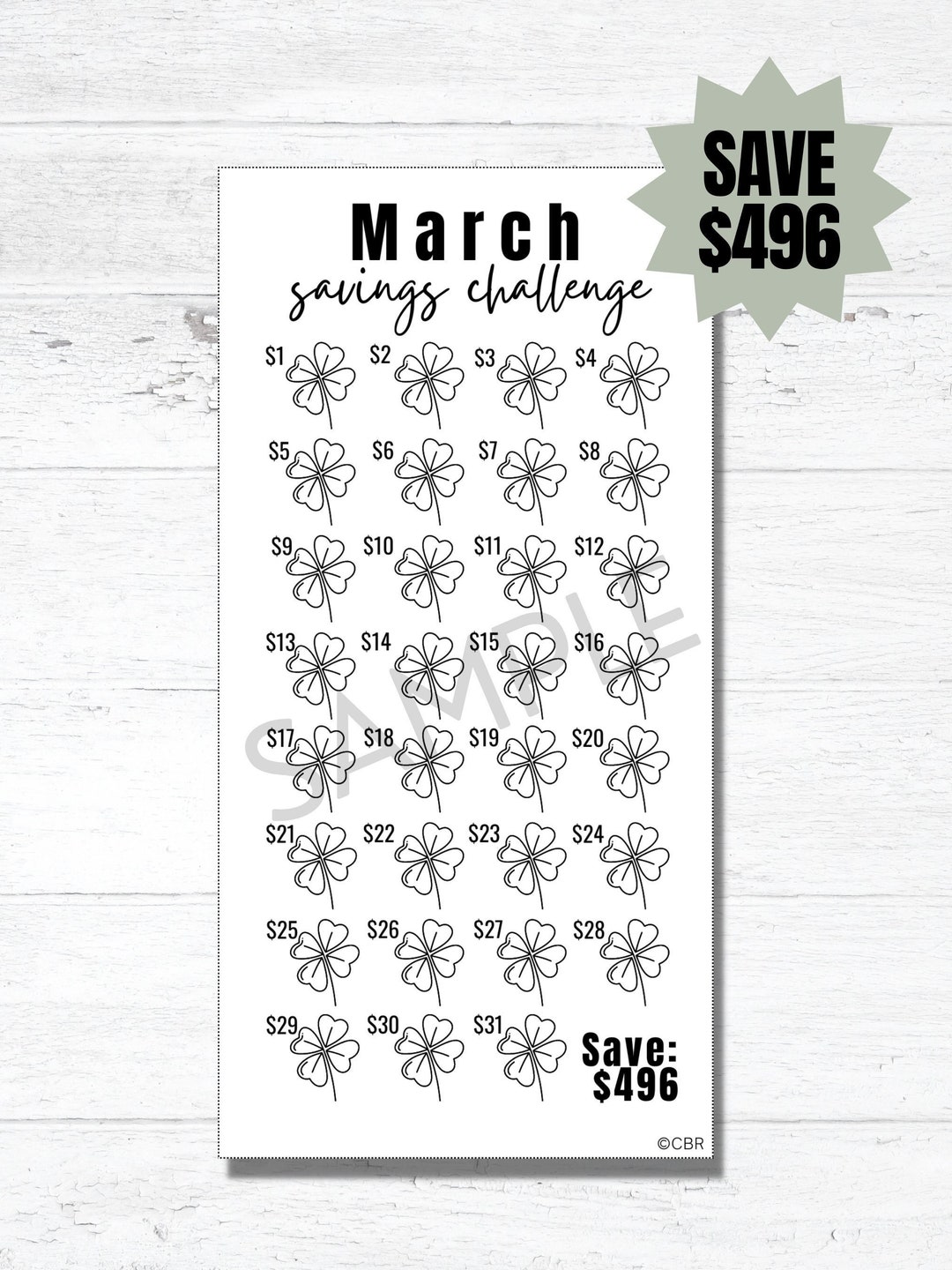 March Savings Challenge, Mini Savings Challenge, Money Challenge, A6 ...