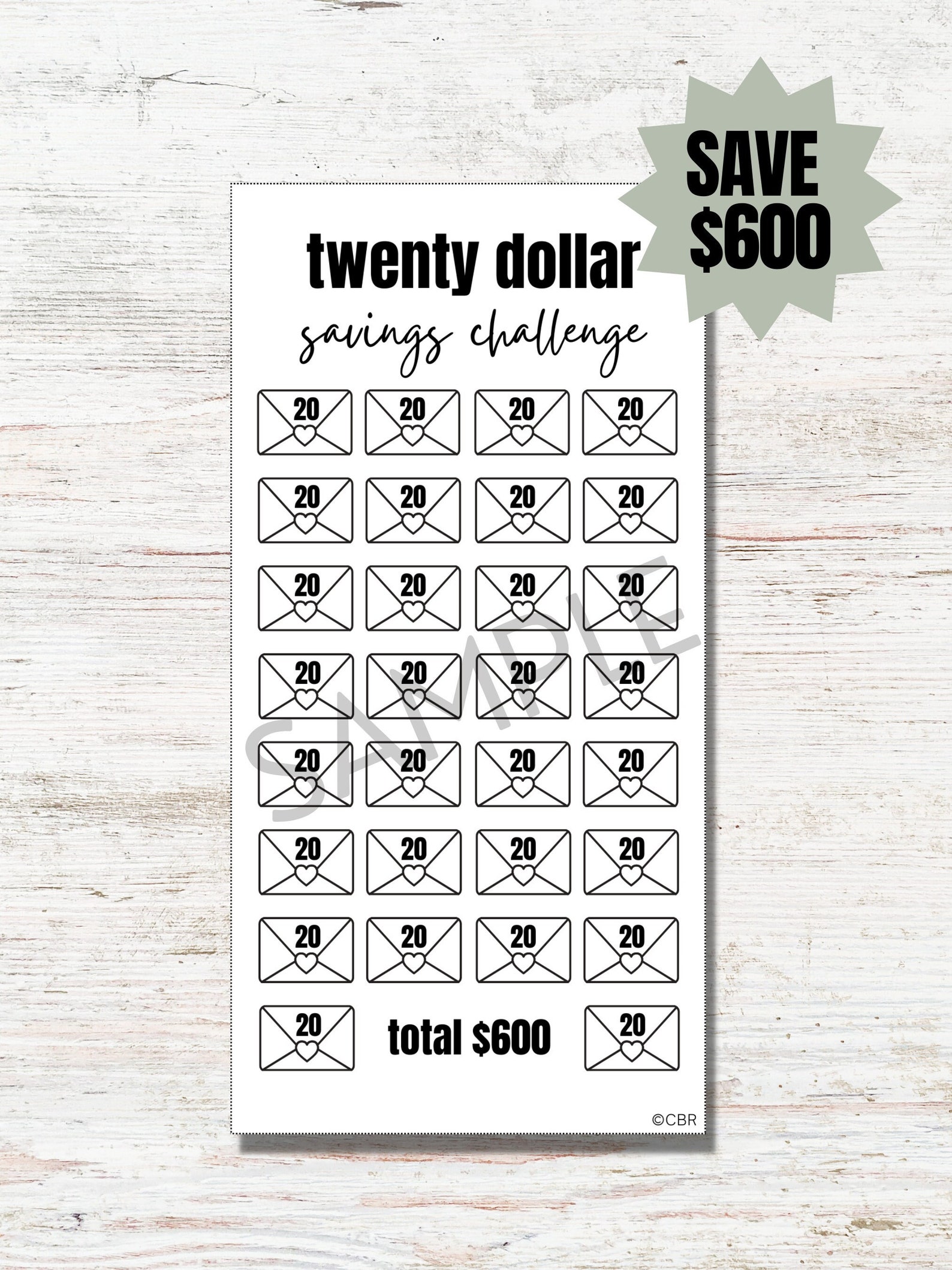 20 Dollar Savings Challenge, Mini Savings Challenge, Money Challenge ...