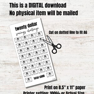 20 Dollar Savings Challenge, Mini Savings Challenge, Money Challenge ...