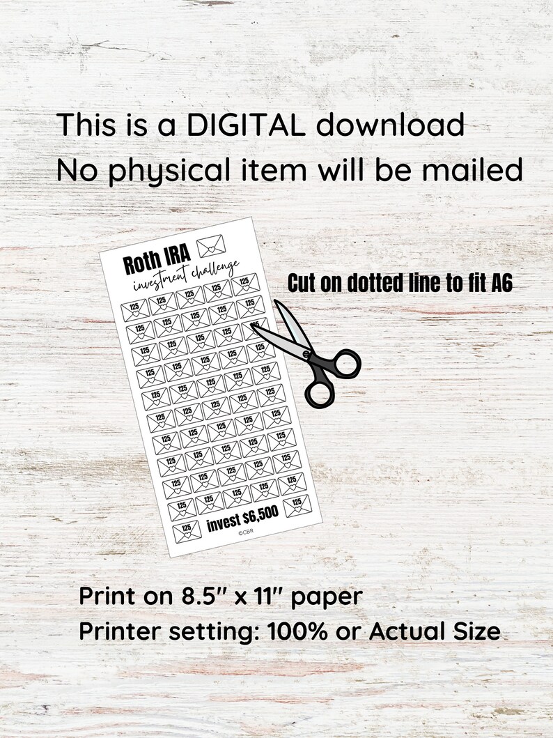 Roth IRA Savings Challenge, Mini Savings Challenge, Money Challenge, A6 ...