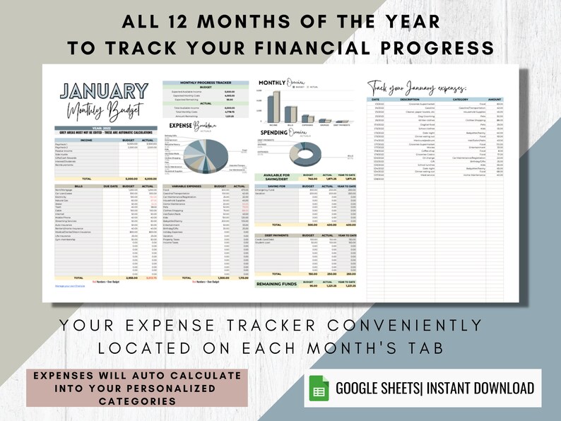 Annual Budget Spreadsheet Budget Template 2023 Tax - Etsy