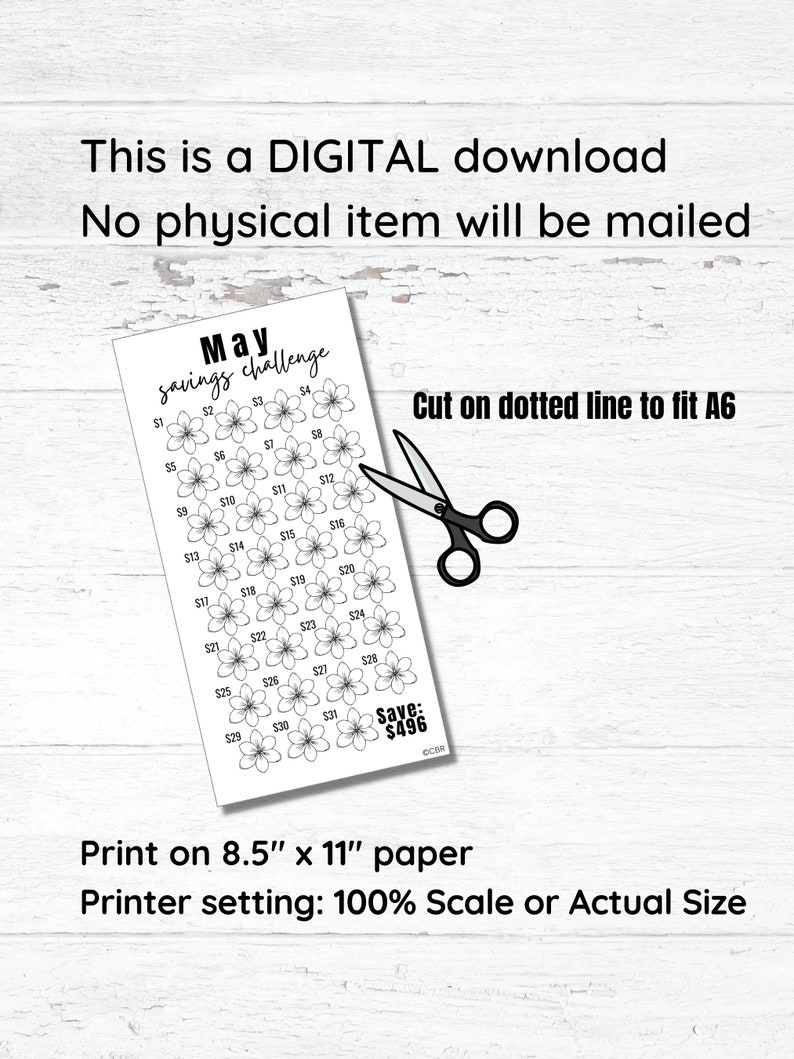 May Savings Challenge, Mini Savings Challenge, Money Challenge, A6 ...