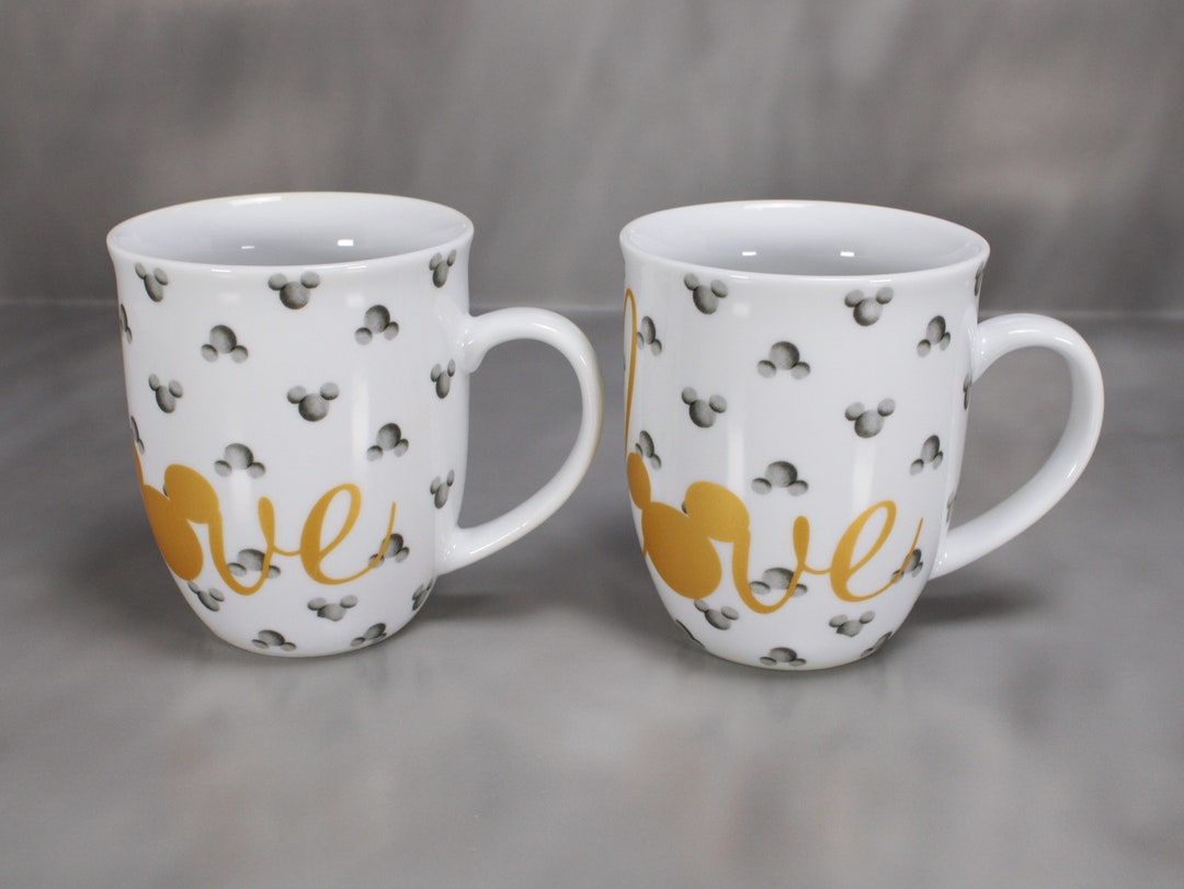2x Disney Mickey Mouse Ears Love Coffee Mugs - Etsy