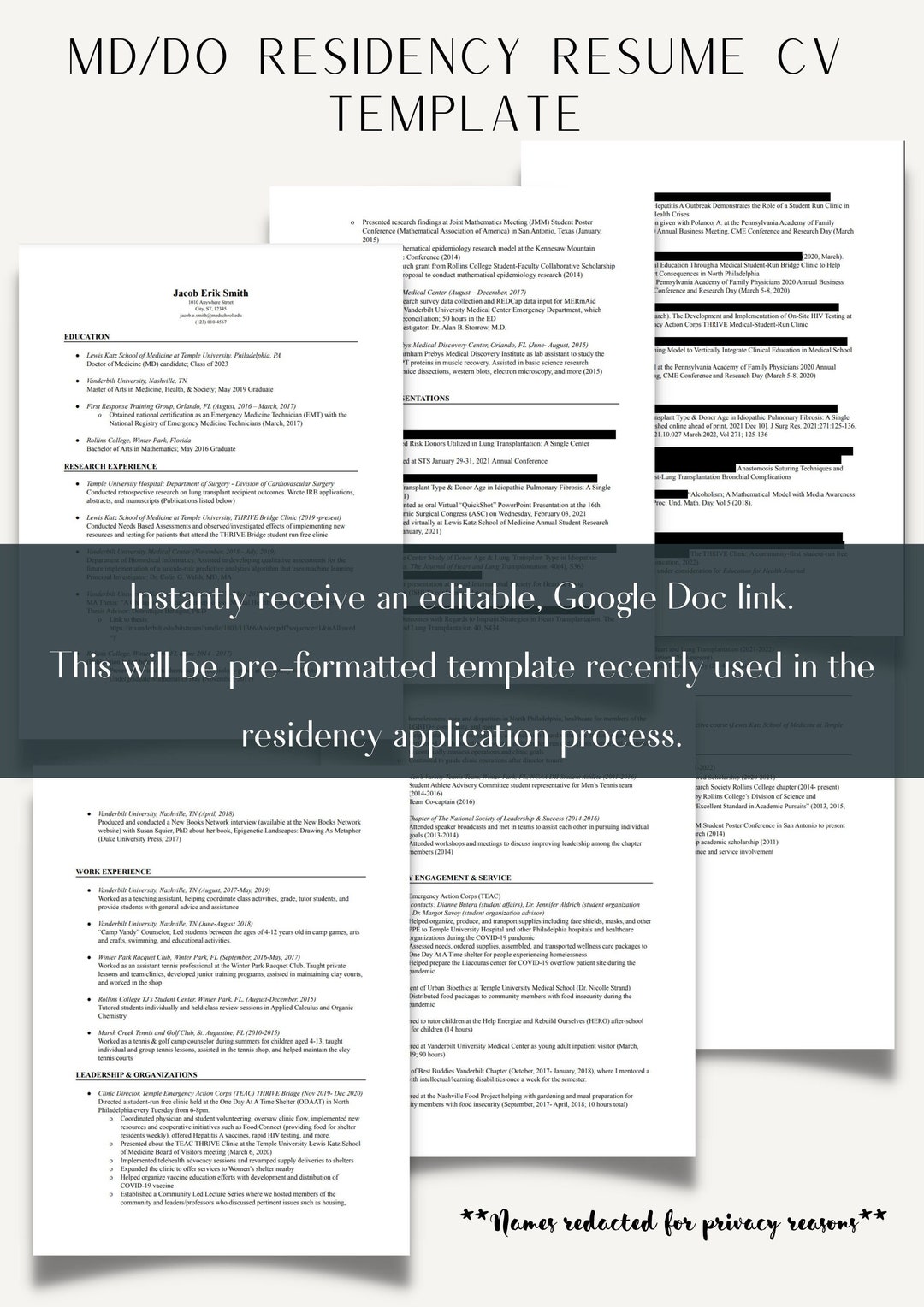 CV Template Professional, Resident Resume CV Template | Medical Student ...