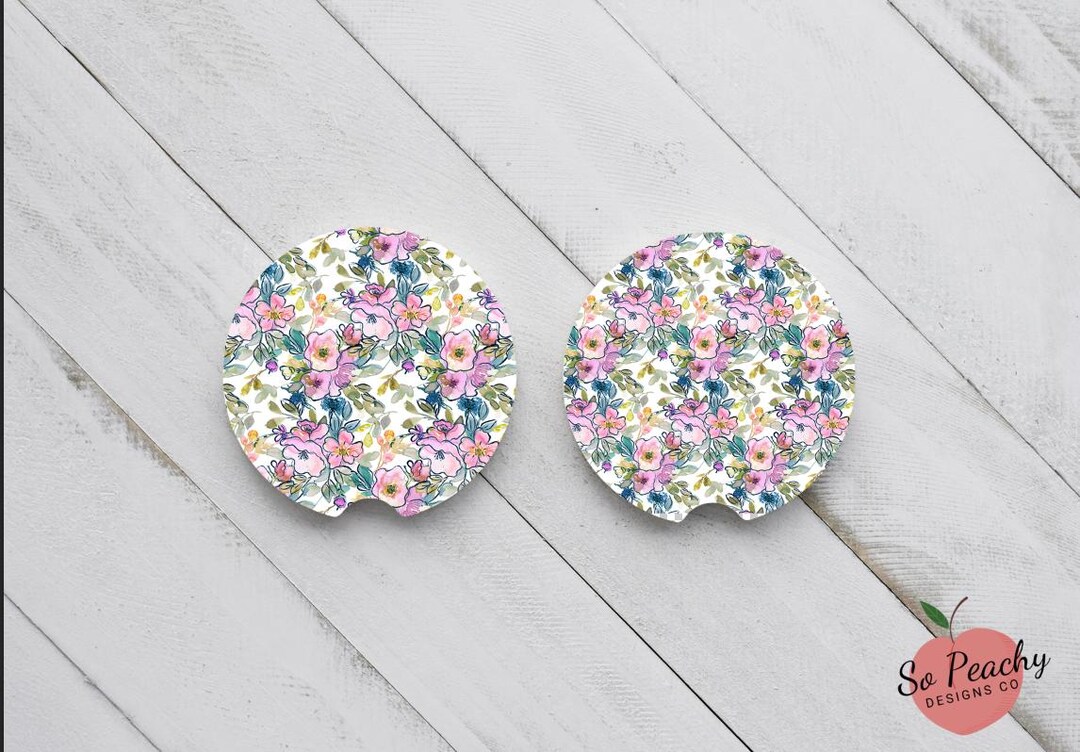 Set of Car Coasters, Cute Car Coasters, Flower Car Coaster, Cute Car ...