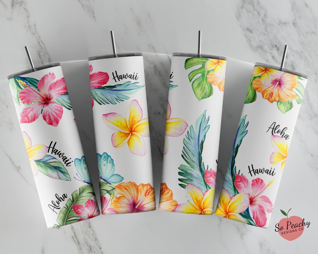 Hawaii Tumbler, Hibiscus Tumbler, Aloha Cup, Personalized Floral ...