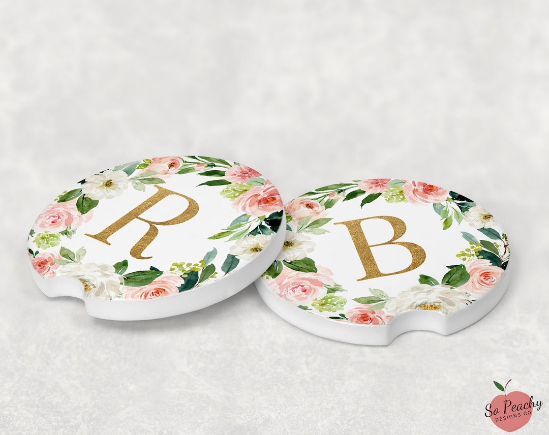 Initial Car Coasters, Custom Car Coasters, Car Coasters for Women, Gift ...