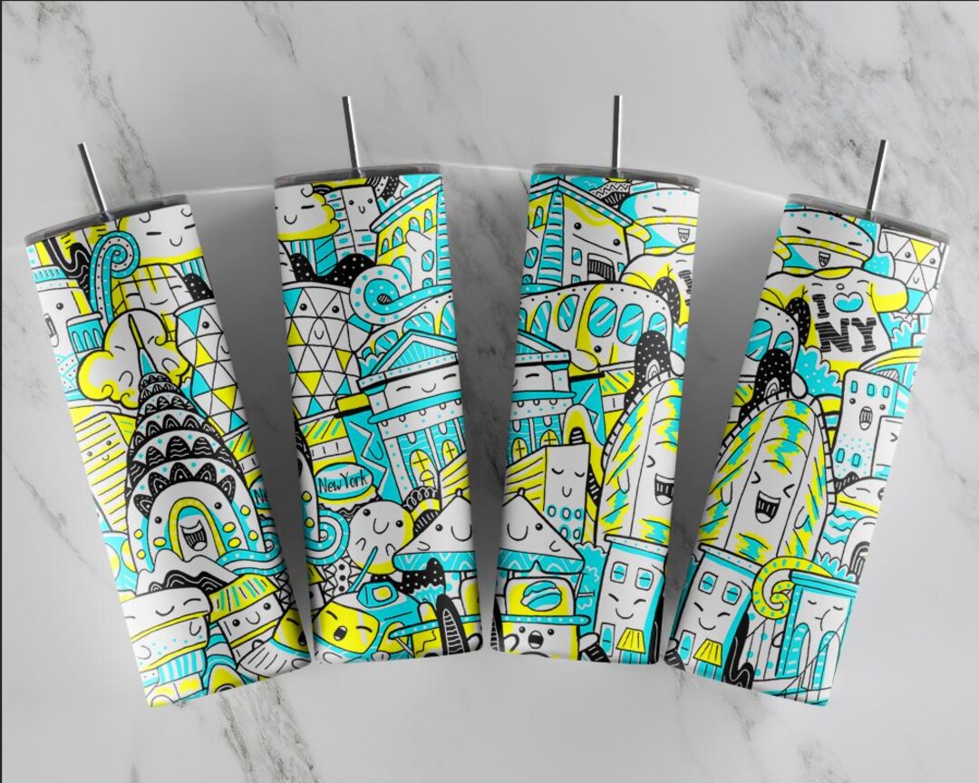 New York City Landmarks Tumbler, NY Tumbler, New York Cup, Skinny ...