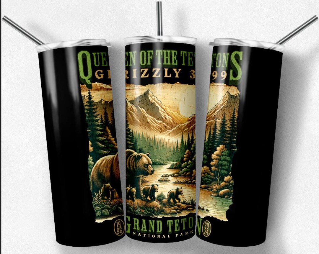 Queen Bear 399 Tumbler, Mom Bear With Cubs Tumbler, 20 Oz Skinny ...