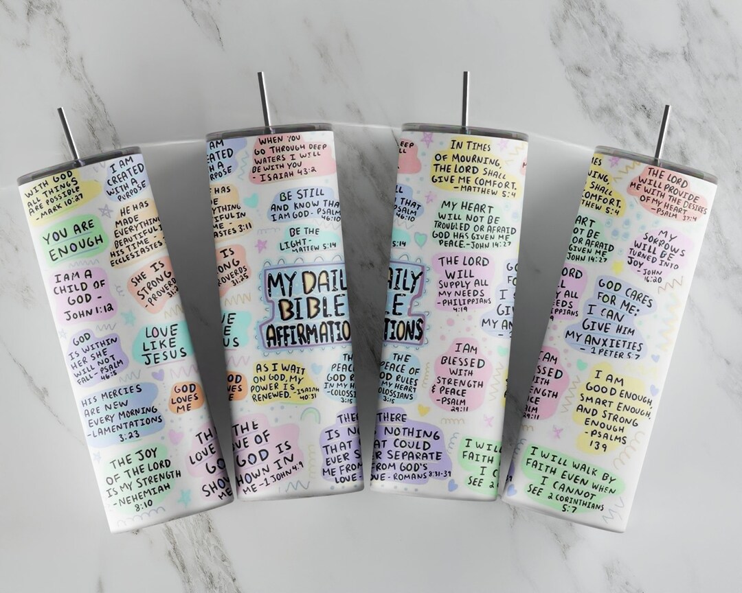 My Daily Bible Affirmations, Bible Verse Tumbler, Bible Tumble, Bible ...