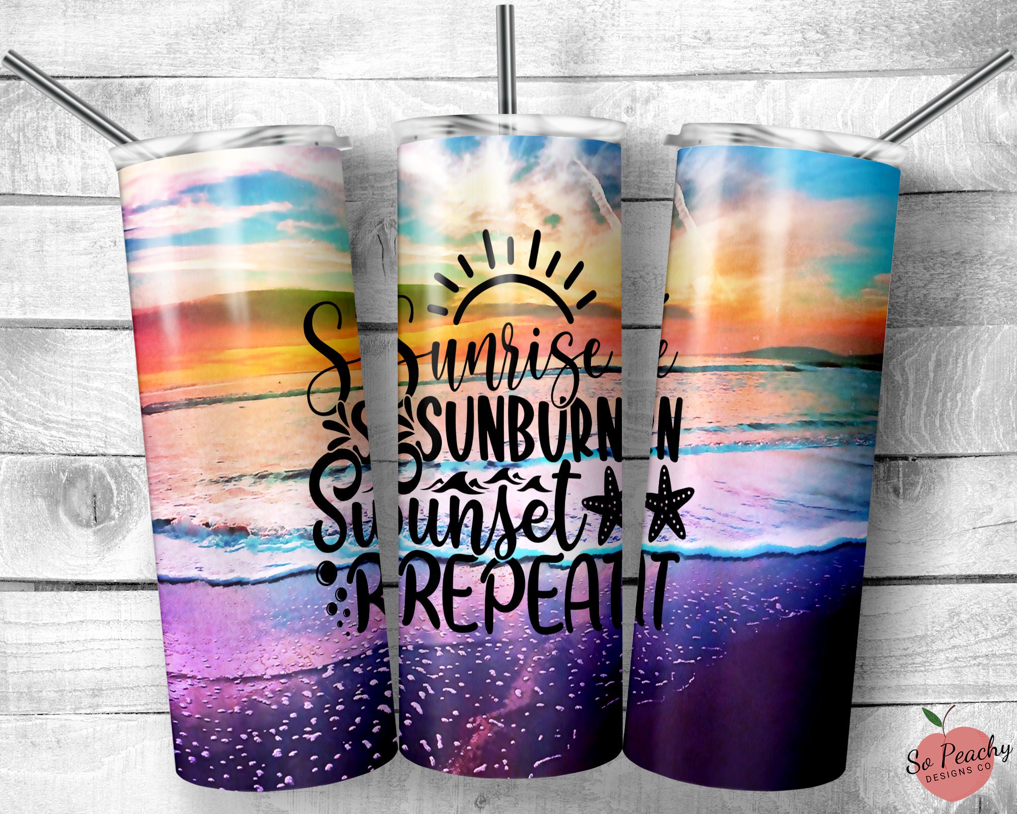 Sunrise Sunburn Sunset Repeat Summer Tumbler Ocean Tumbler - Etsy