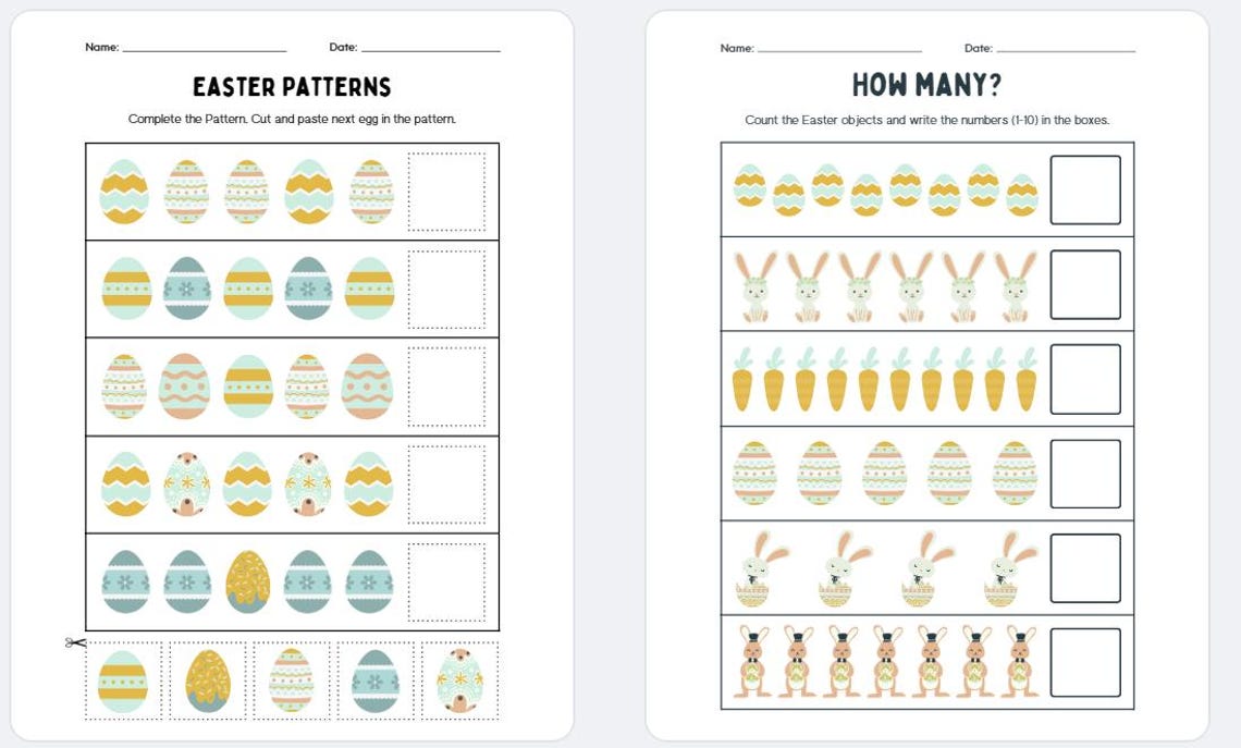 Easter Pre K Worksheets - Etsy