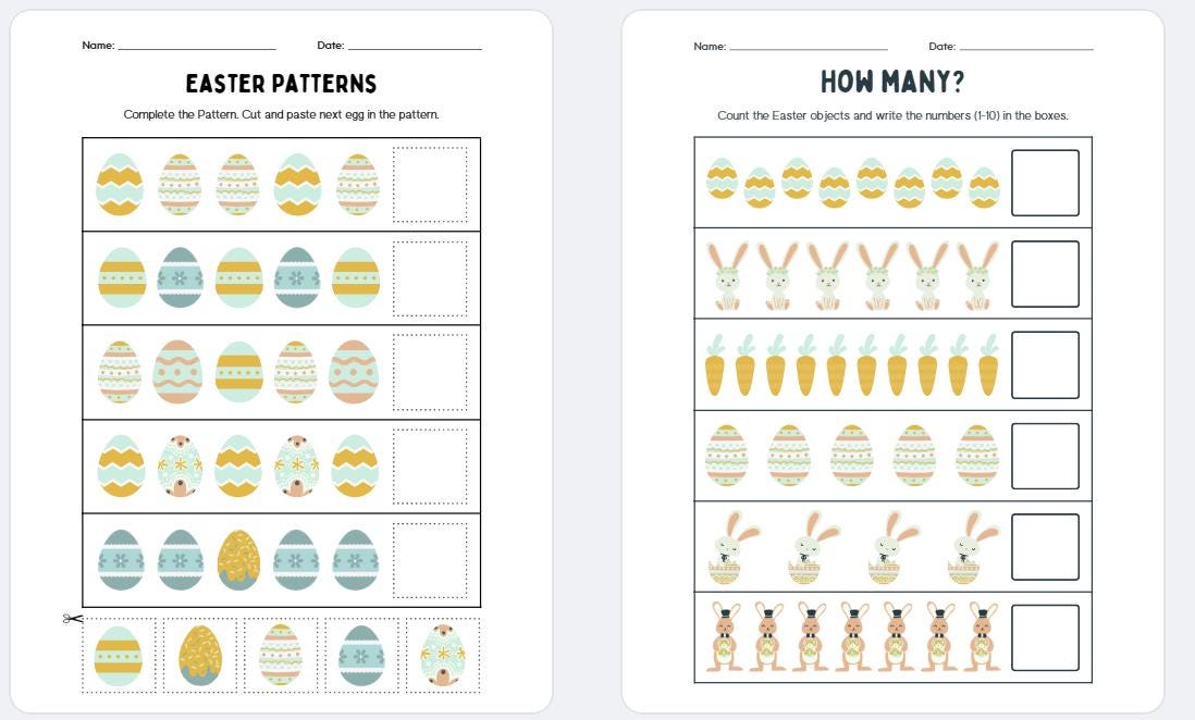 Easter Pre K Worksheets - Etsy