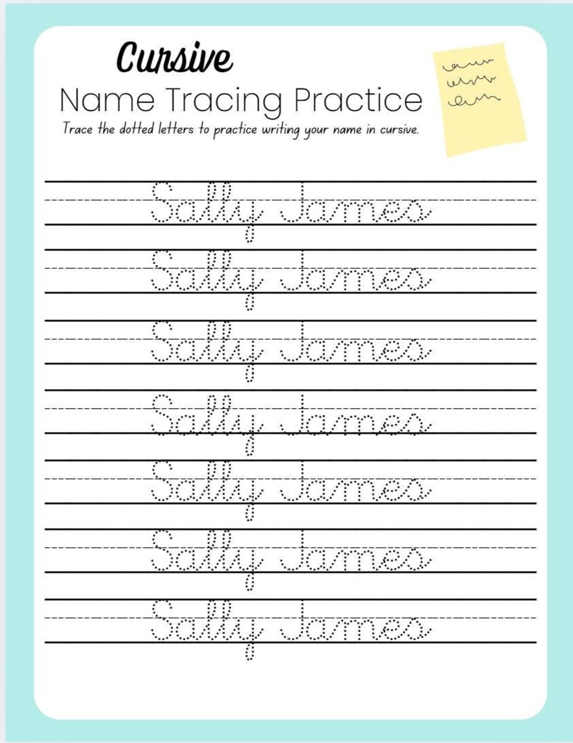 Custom Cursive Name Tracing Practice Worksheet - Etsy