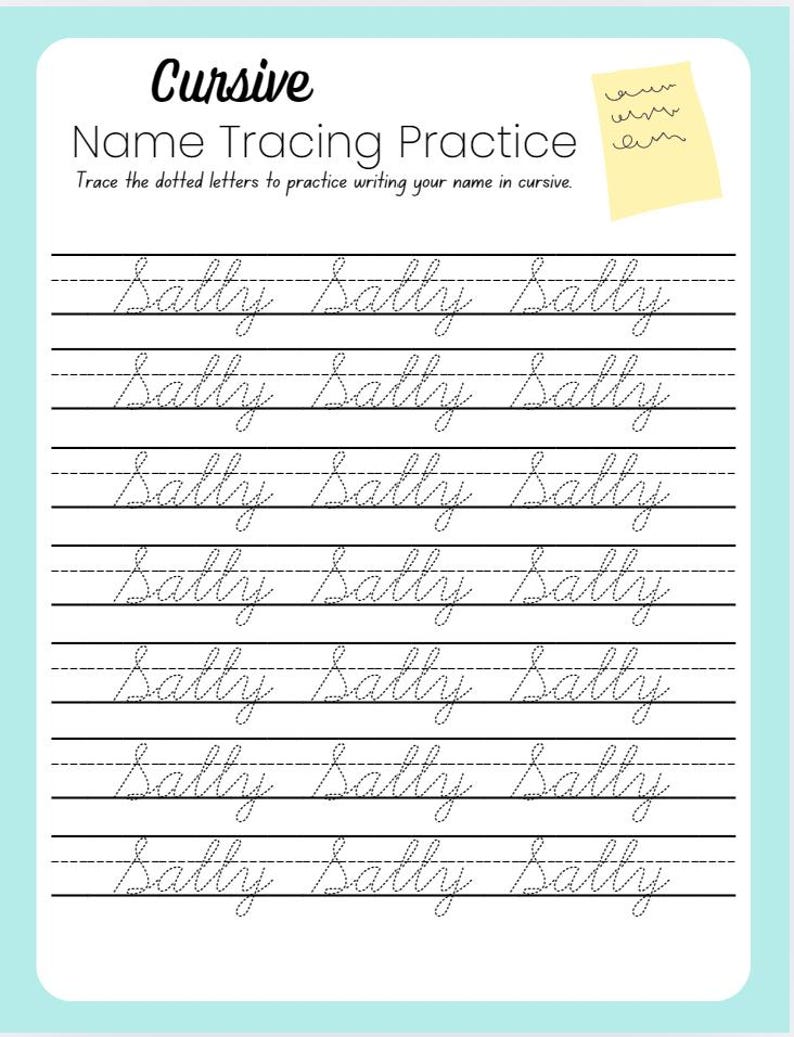 Custom Cursive Name Tracing Practice Worksheet - Etsy