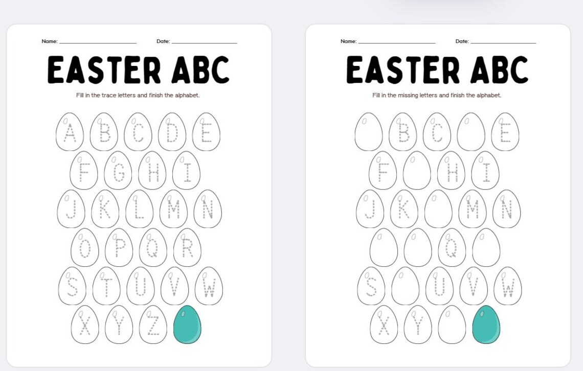 Easter Pre K Worksheets - Etsy
