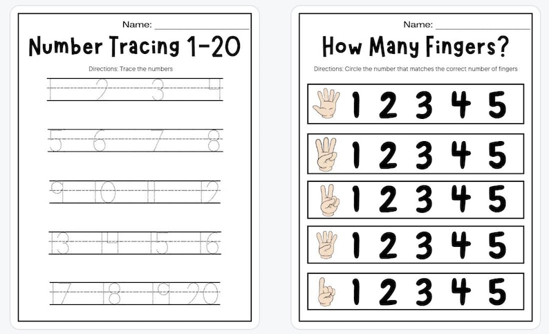 Pre-k Math Worksheets - Etsy