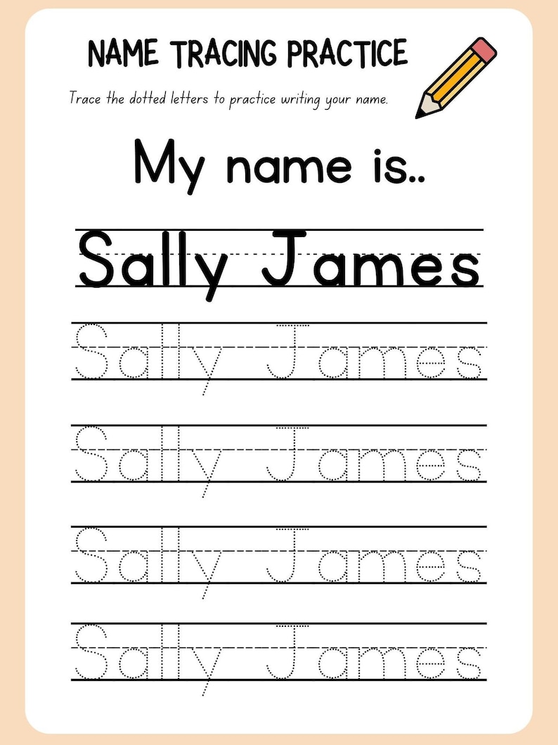 Pre-k Custom Name Tracing Worksheet - Etsy
