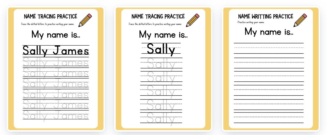 Pre-k Custom Name Practice Worksheets - Etsy