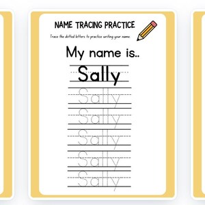 Pre-k Custom Name Practice Worksheets - Etsy