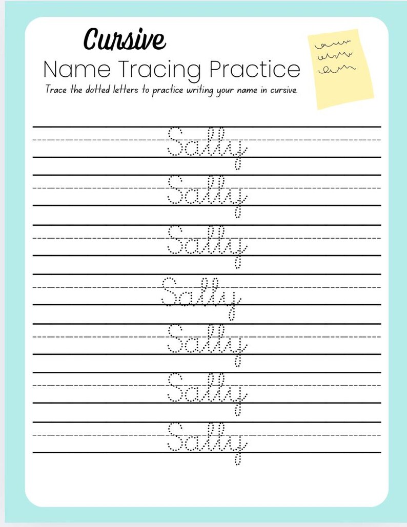 Custom Cursive Name Tracing Practice Worksheet - Etsy