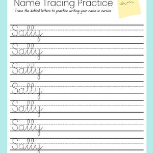 Custom Cursive Name Tracing Practice Worksheet - Etsy