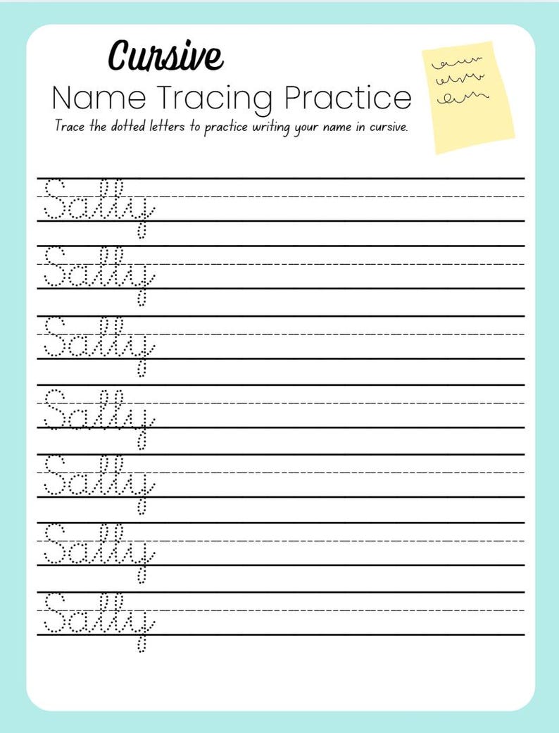 Custom Cursive Name Tracing Practice Worksheet - Etsy