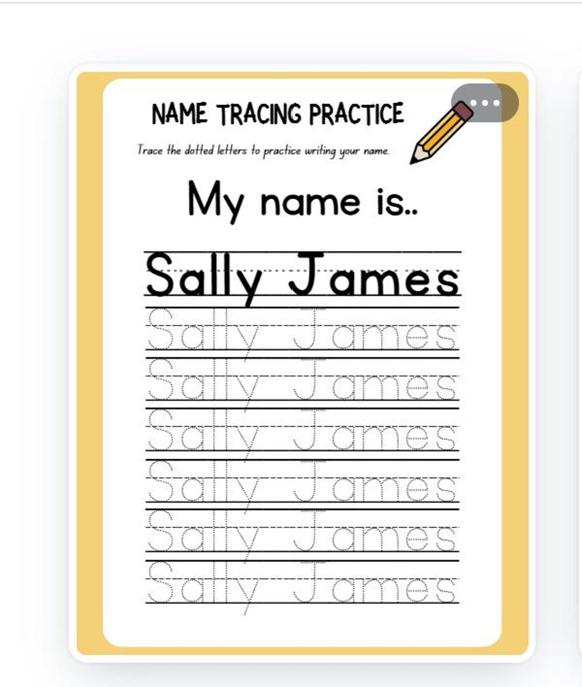 Pre-k Custom Name Practice Worksheets - Etsy