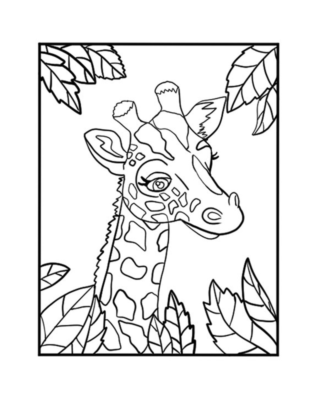 Giraffe Coloring Page - Etsy