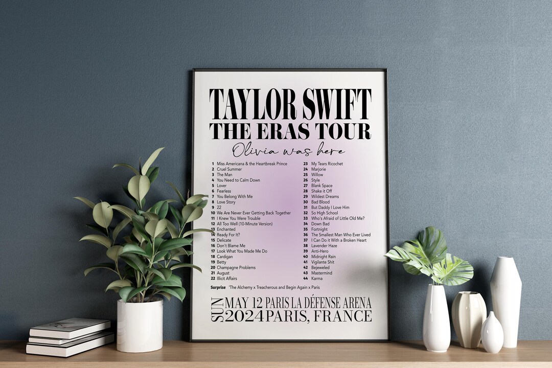 Custom Taylor Swift Eras Tour Set List Print Personalised Gift Tour ...