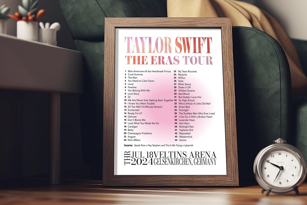 Custom Taylor Swift Eras Tour Set List Print Personalised Gift Tour ...