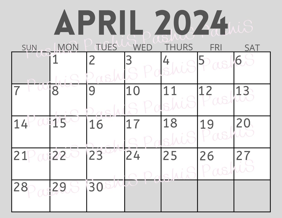 April 2024 Digitaler Download Digitaler Kalender Digitaler Planer - Etsy.de