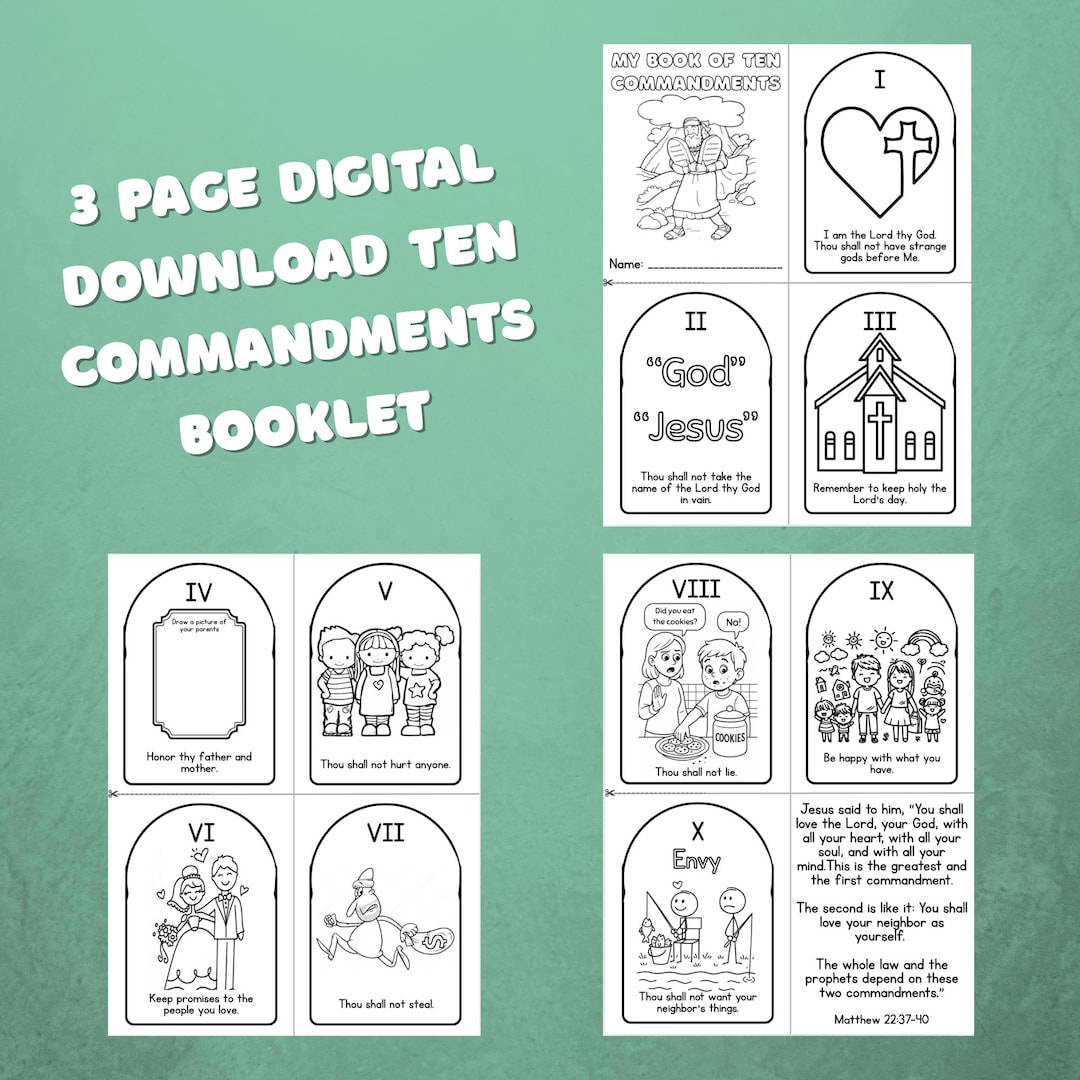 Ten Commandments Book | Christian/catholic Printable for Kids | Digital ...