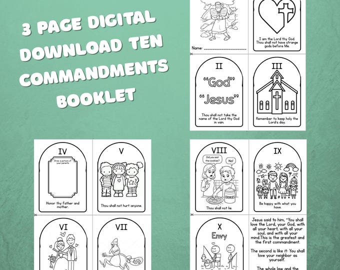 Ten Commandments Book | Christian/catholic Printable for Kids | Digital ...