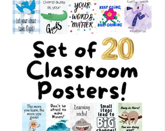 Motivational Classroom Posters: Growth Mindset Teacher Decor (PDF ...