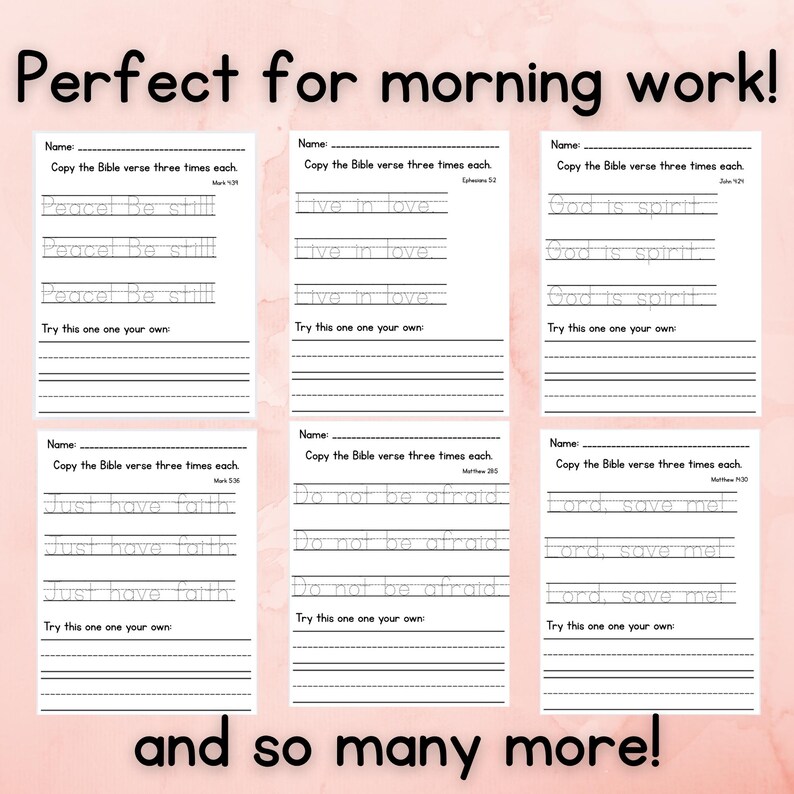 Bible Verse Handwriting Practice: 1st-2nd Grade (PDF) - Etsy