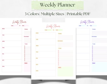 Weekly Planner Printable PDF A4 A5 Letter Half Letter - Etsy
