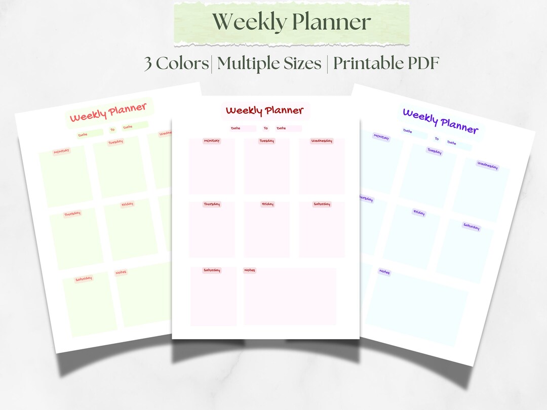 Weekly Planner Printable PDF A4 A5 Letter Half Letter - Etsy