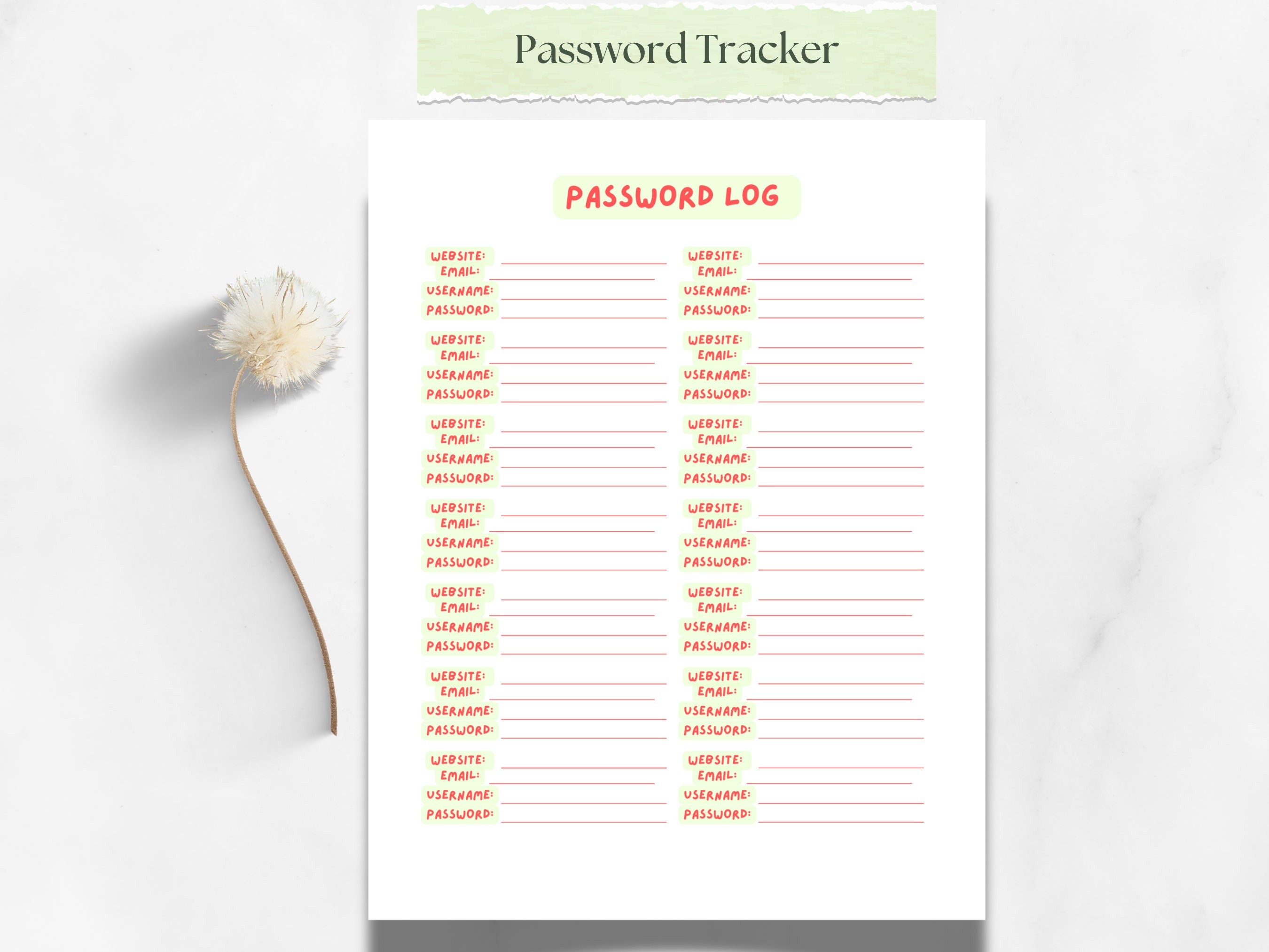 Password Tracker Printable PDF - Etsy