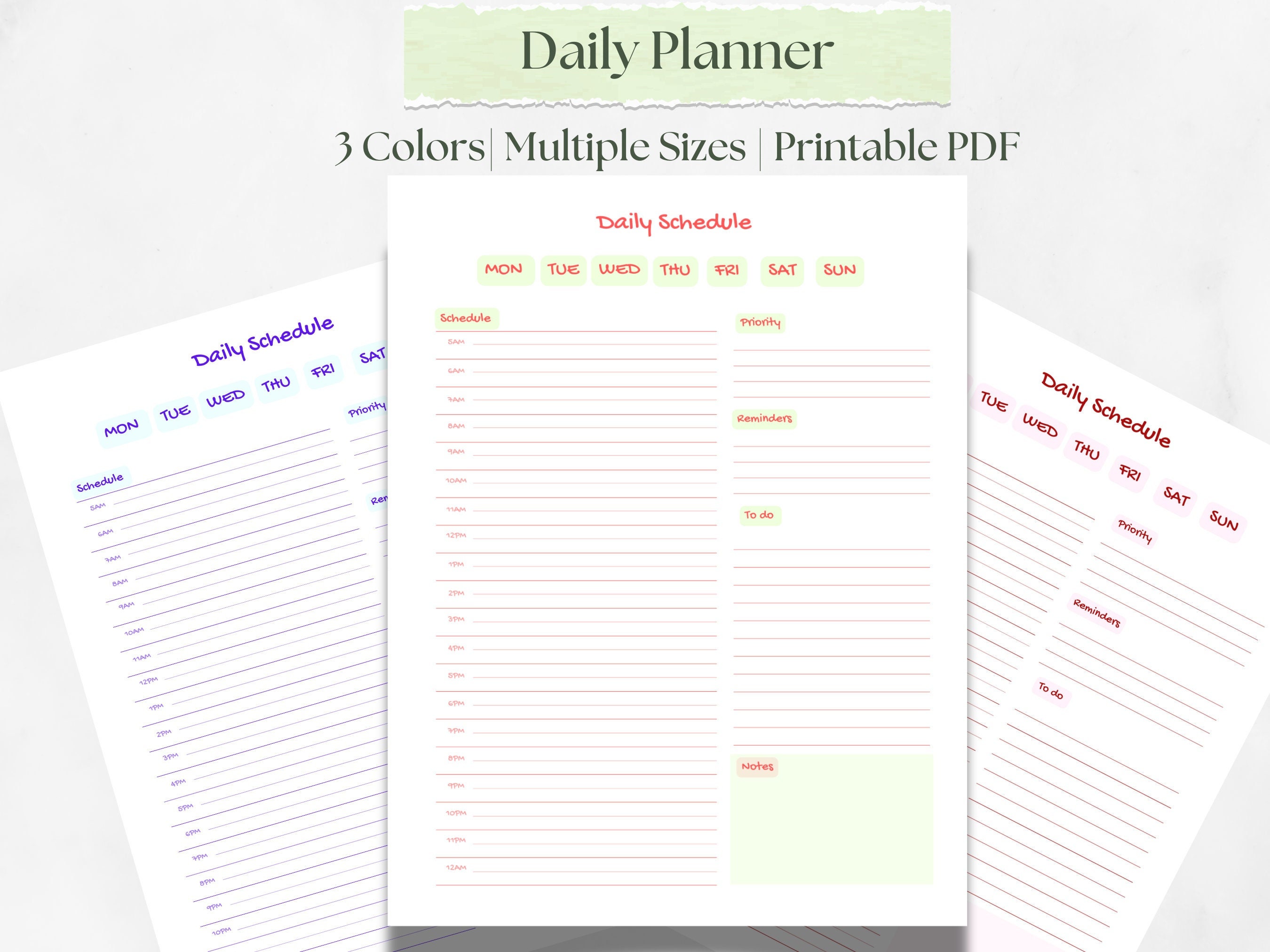 Daily Planner Printable PDF A4 A5 Letter Half Letter - Etsy