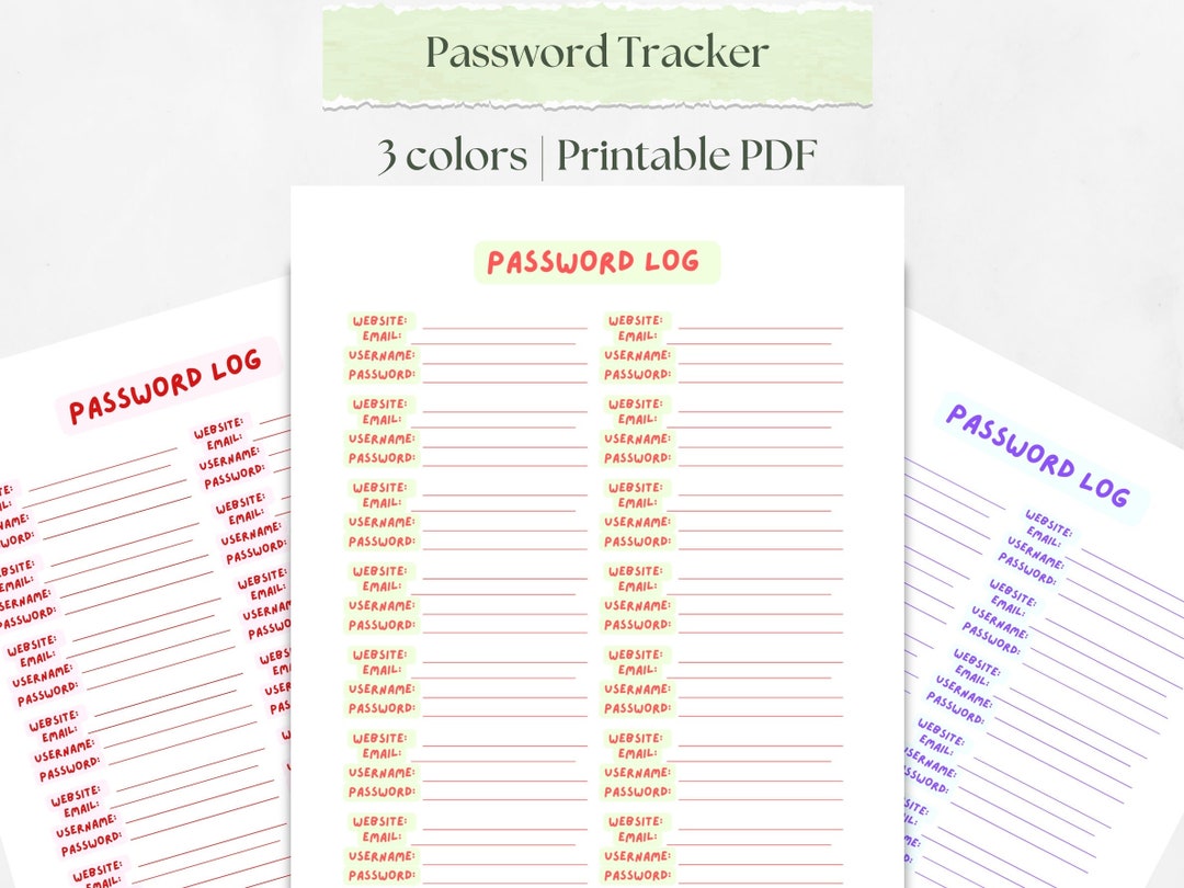 Password Tracker Printable PDF - Etsy