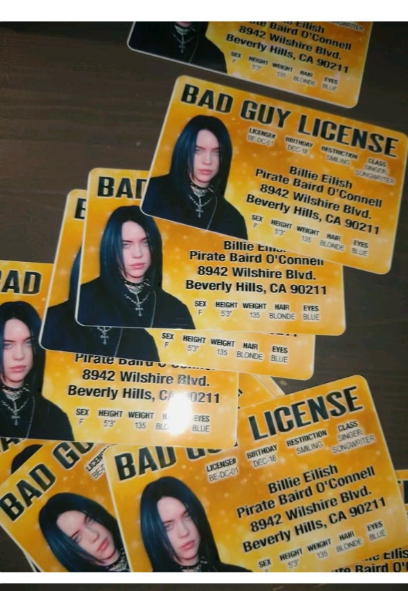 Billy Ellish Bad Guy Drivers License - Etsy
