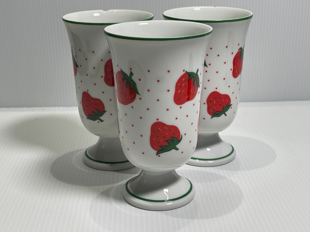 Vintage 60s Rosenthal Netter Strawberry Footed Pedestal Mugs Set of 3 ...