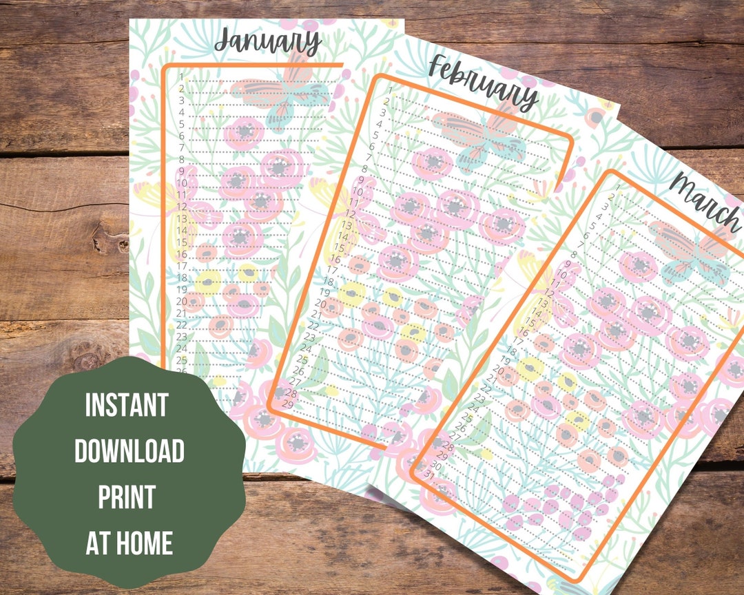 Perpetual Calendar | Digital Download | Legal Size | Birthdays - Etsy