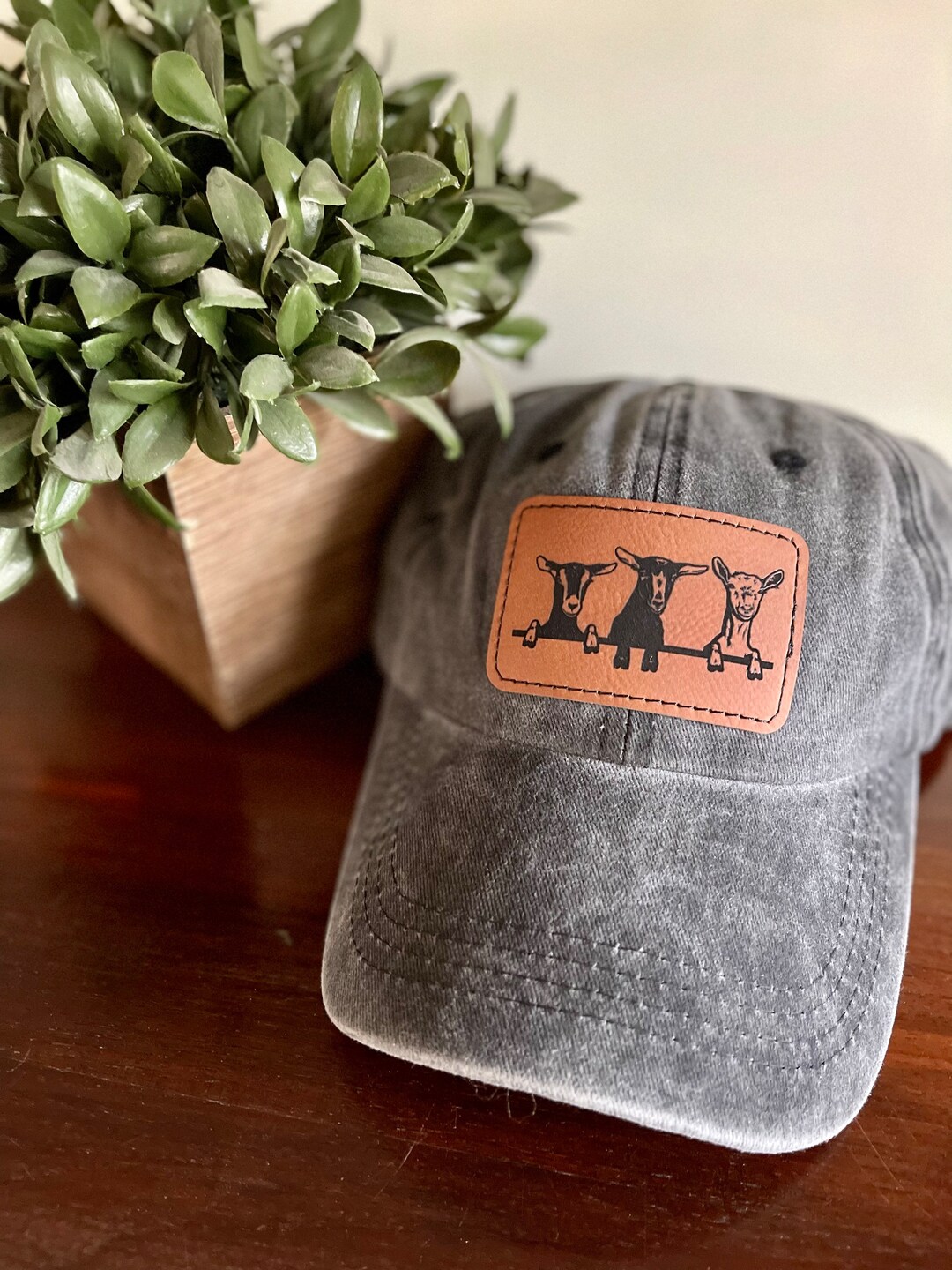 Three Goats Leather Patch Hat - Etsy