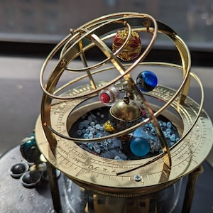 Intricate Clock Orrery Solar System Model Moving Planets Rotating ...
