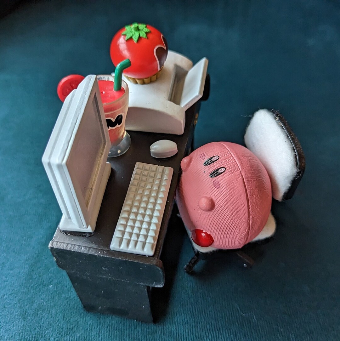Kirby Dream Desk Job Fat Kirby With Computer, Printer & Maxim Lunch ...
